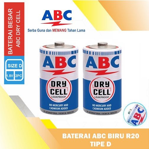 Jual Baterai/Battery/Batere ABC Biru size D R20S 1.5V (isi 2 pcs ...