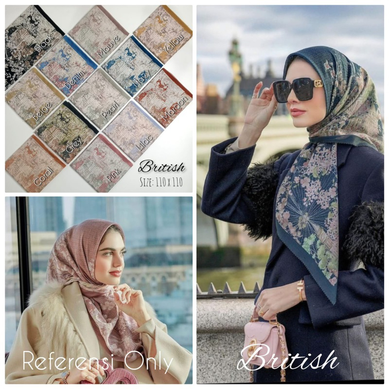 Jual Jilbab Segiempat Hijab Voal Motif Buttonscarves Kw Plat B | Shopee Indonesia