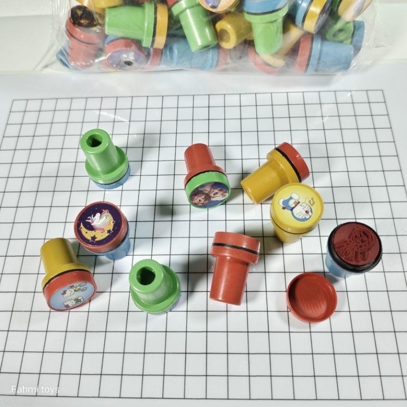 Jual 20 pcs MAINAN STAMPLE BULAT stempel anak karakter | Shopee Indonesia