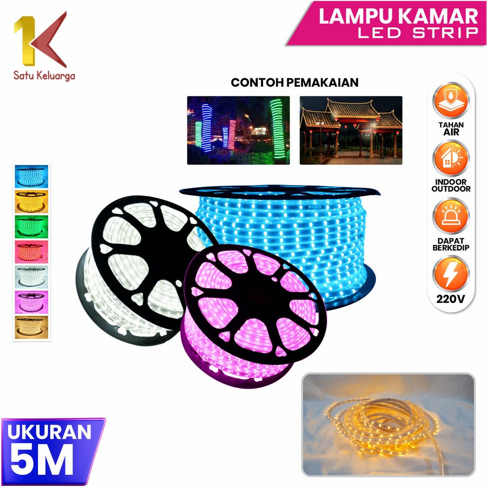 Jual Satu Keluarga Lampu LED Strip Selang 5050 UK 5M 220V C883 Lampu ...