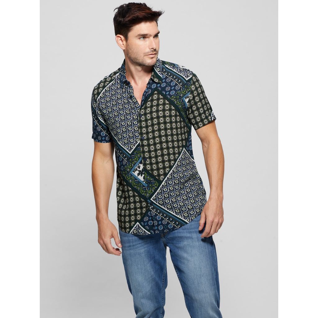 Jual Guess Men - SS ECO RAYON GEO TILE SHIRT - M3BH37WD4Z2 | Shopee ...