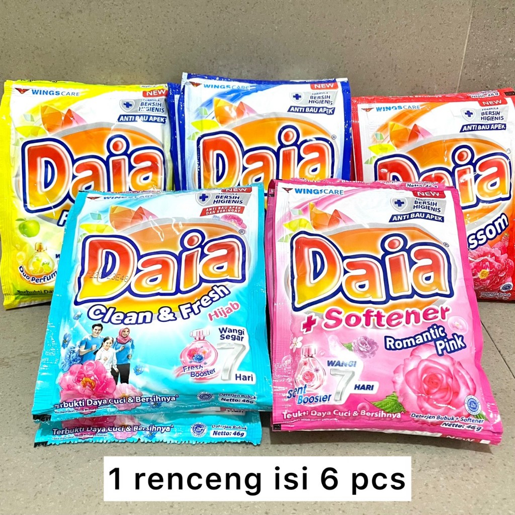 Jual Daia Deterjen Bubuk Sachet 46 gram ALL VARIANT (1 renceng) | Shopee Indonesia