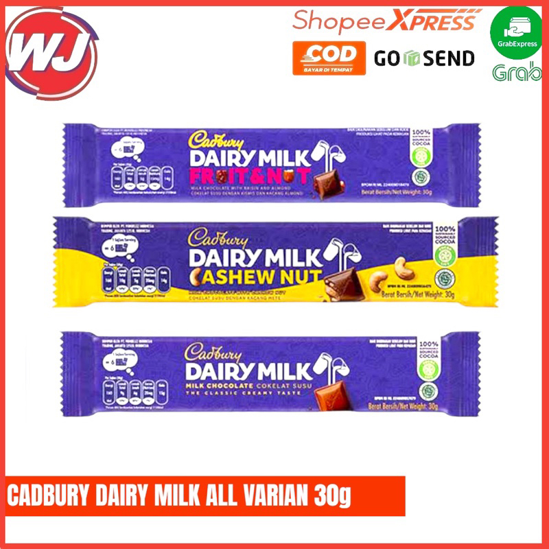 Jual CADBURY DAIRY MILK ALL VARIAN 30g | Shopee Indonesia