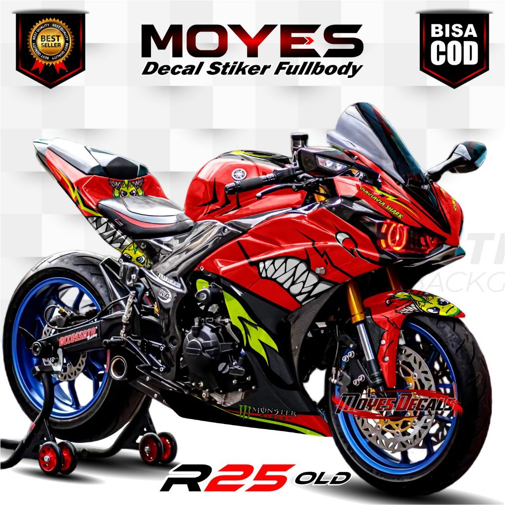 Jual Decal Stiker Variasi Fullbody Yamaha R25 Design Modiv Shark ...