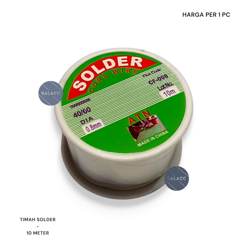 Jual Timah Solder 0.8mm 10 Meter 200 Gram ATN / Timah solder 10M / Core ...