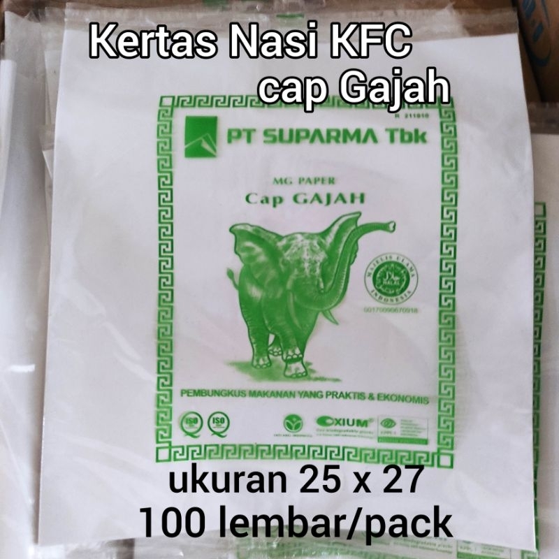 Jual Kertas Nasi Kfc 25x27 isi 100 Lembar Kertas Bungkus Nasi Putih cap ...