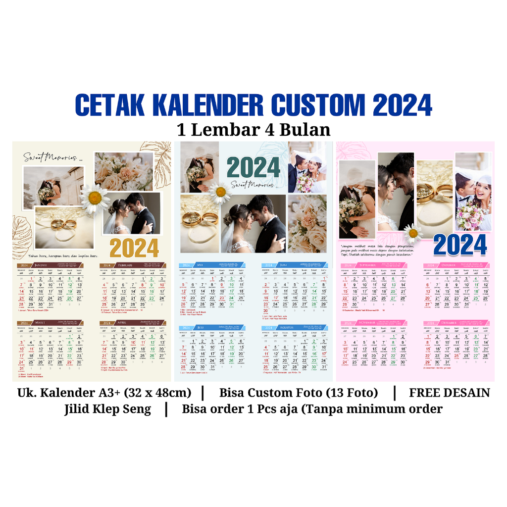 Jual KALENDER DINDING CUSTOM FOTO 2024 (BISA BELI SATUAN) | Shopee ...