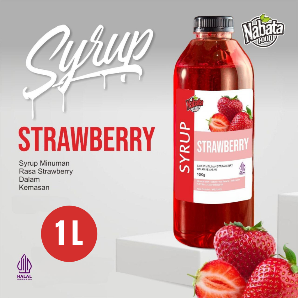 Jual Sirup Strawberry 1 liter Nabata Food | Strawberry Syrup1000ml ...