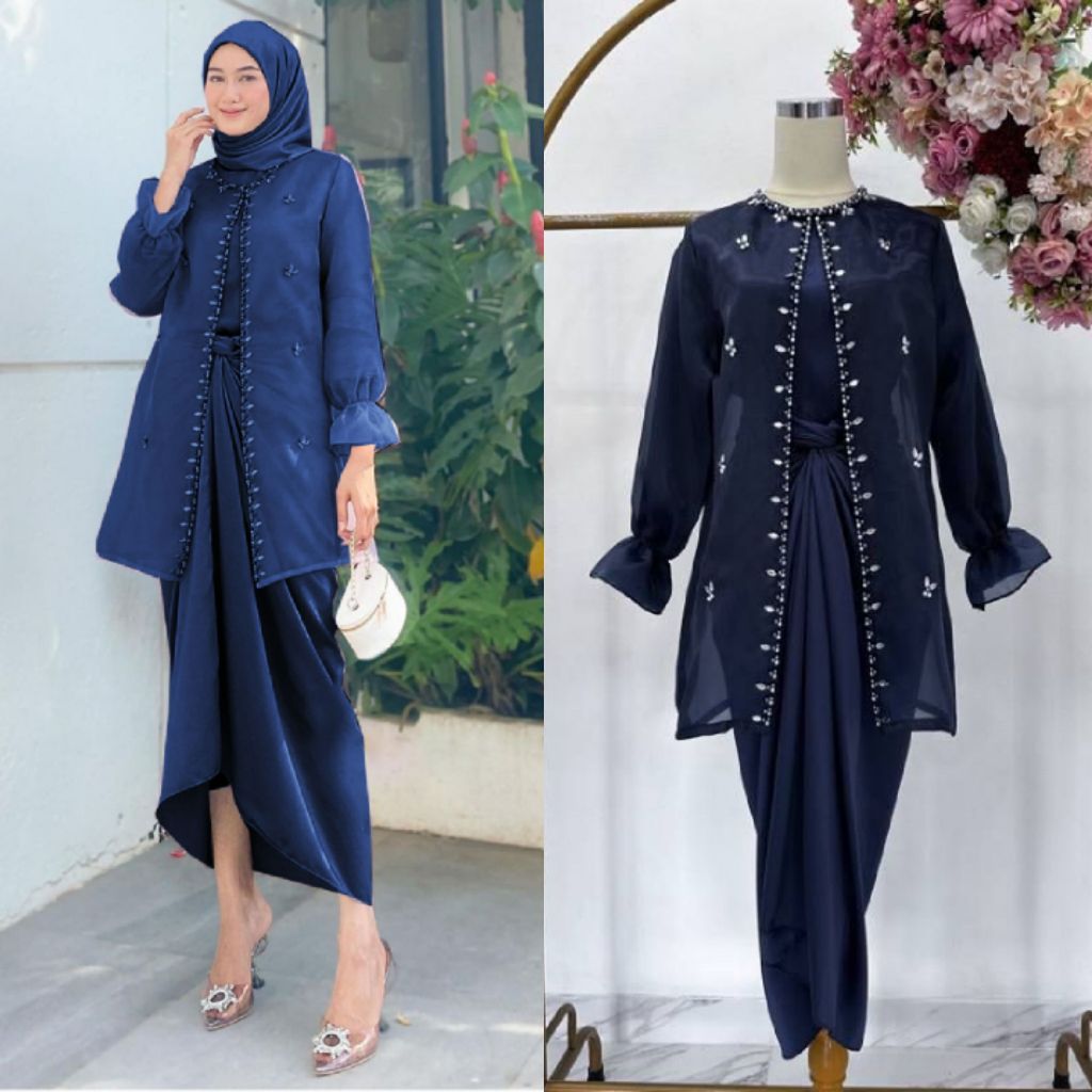 Jual WARNA BARU! Oneset Jemma Organza by khailadress Premium Outfit Kondangan Setelan Rok Lilit ...