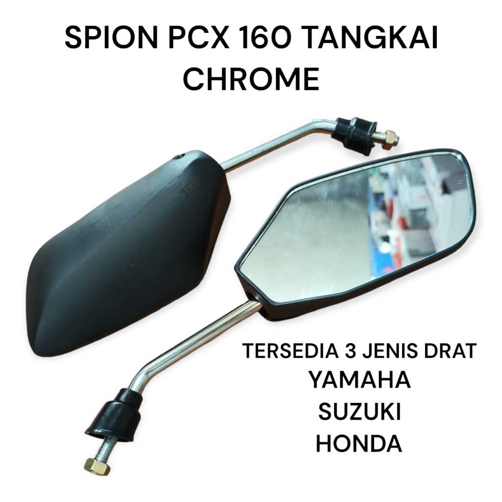 Jual spion standar pcx 160 pcx 150 pcx cbu satu set kanan kiri kaca bening tangkai chrome ...