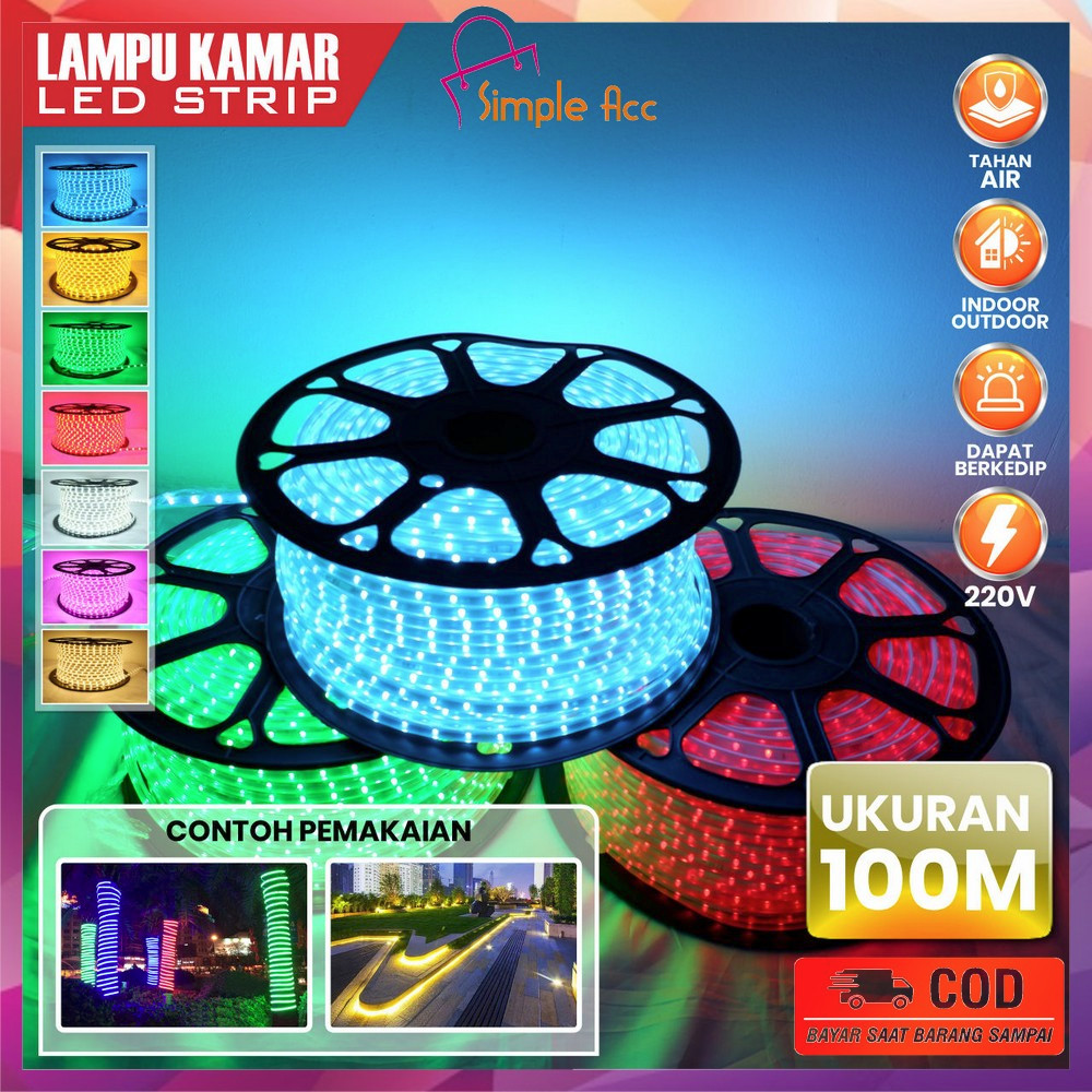 Jual DO-C883 Lampu LED Strip Selang 5050 Uk 100Meter 220V Fleksibel ...