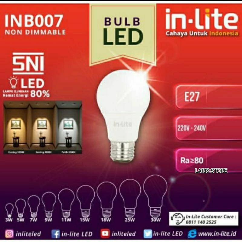 Jual LAMPU IN-LITE SATUAN / LAMPU LED INB101 PUTIH TERANG 3 5 7 9 12 15 ...