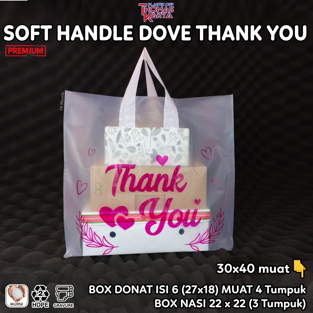 Jual Kantong Plastik Softhandle 30x40 untuk Box Donat Jco isi 6 / Dus ...
