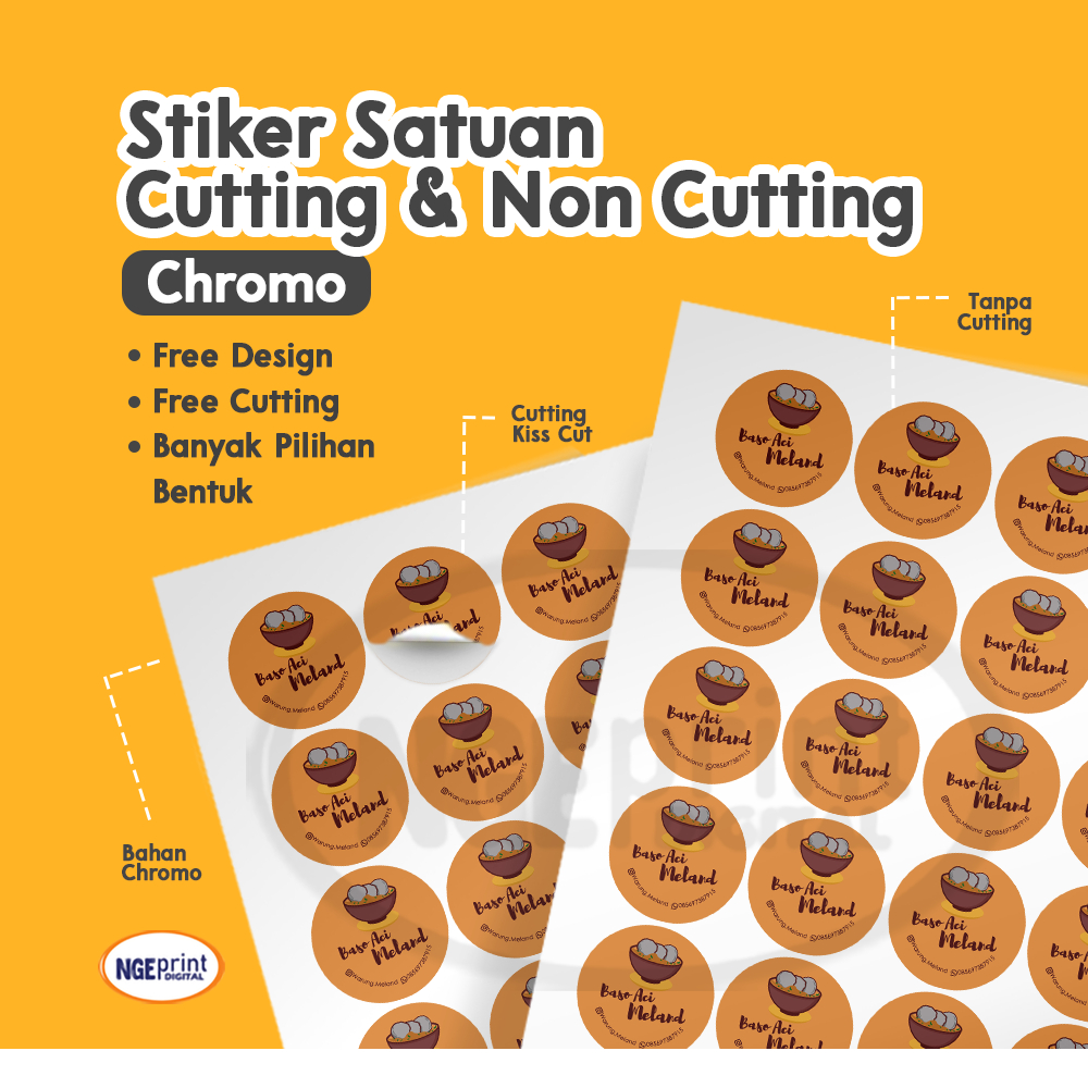 Jual [SATUAN & FREE DESIGN] Cetak Stiker Makanan Custom Chomo [CUTTING ...