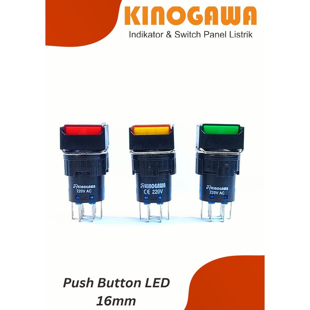 Jual Push Button Lampu 220v Kotak 16mm - Tombol Push Button 16mm ...