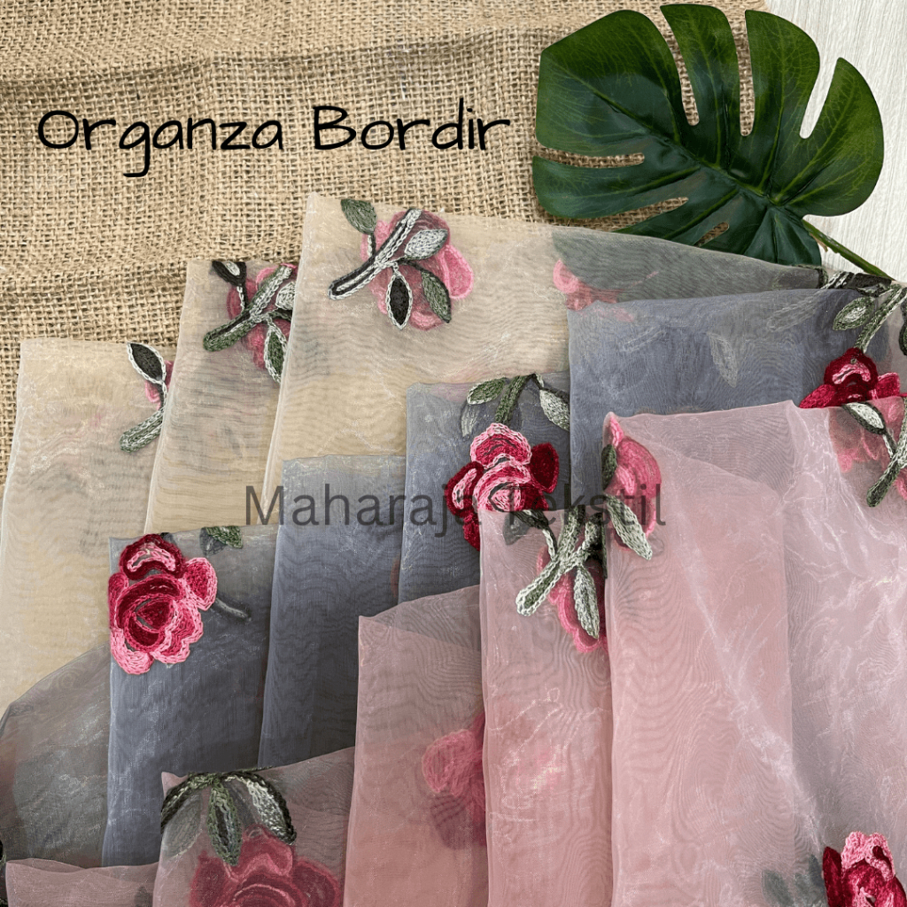 Jual Kain Organza Motif Bordir / Organza Corak Bunga / Organdy Bordir ...