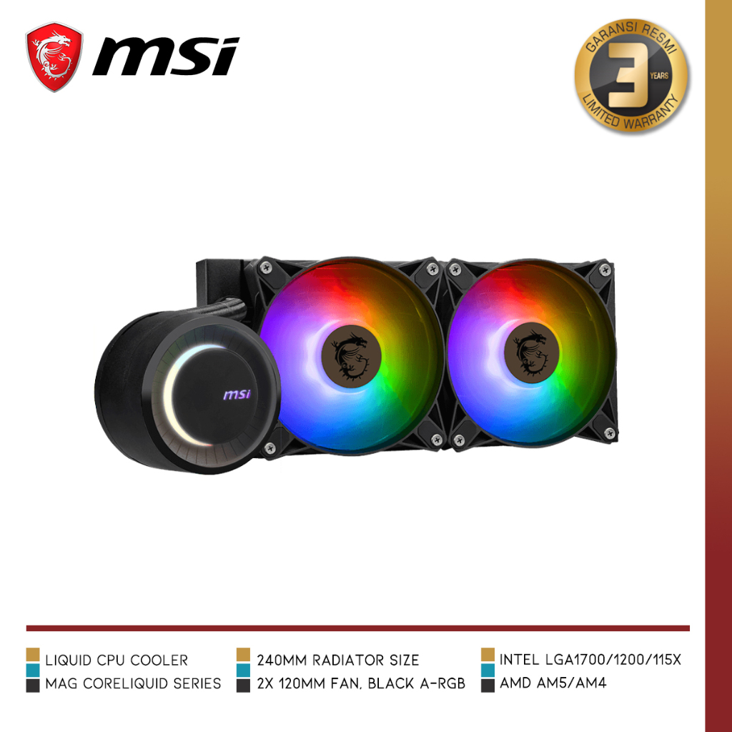 Jual MSI MAG CORELIQUID E240 | Liquid CPU Cooler 240 mm | Shopee Indonesia