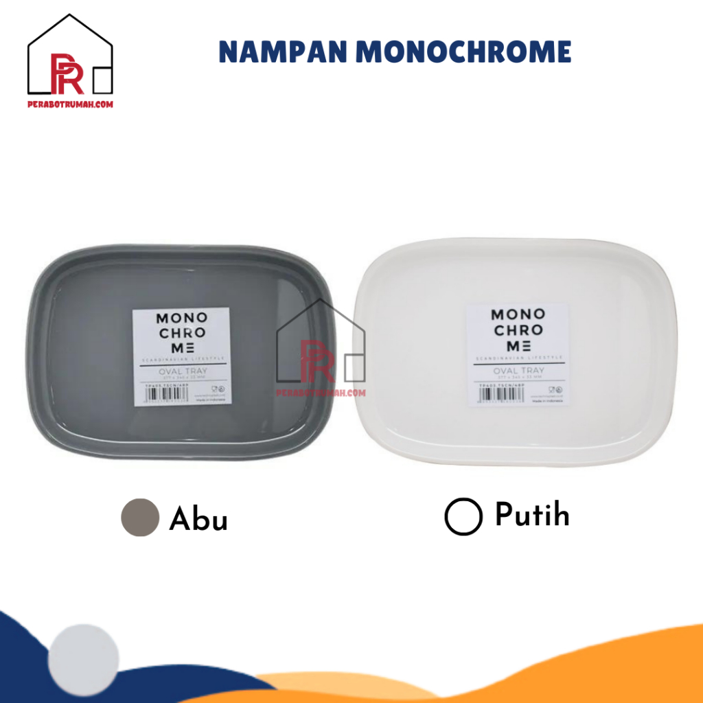Jual Nampan Oval Tebal Besar / Nampan Oval Putih Abu Monochrome / Tray ...