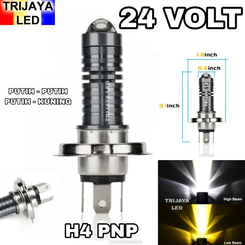Jual Lampu LED Utama Depan 24 Volt H4 Laser Gun D2 High Low 2 Warna ...