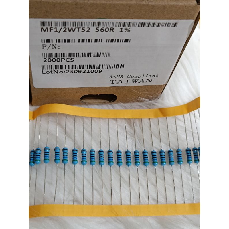 Jual 100 pcs resistor 1/2 watt 560R biru kaki TEMBAGA R 1/2 w 560 ohm ...