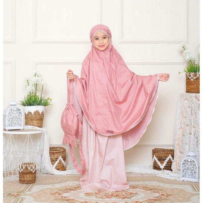 Jual MUKENA ANAK KATUN JEPANG ORI ZLASSICA FISH STAR DUSTYPINK | Shopee ...