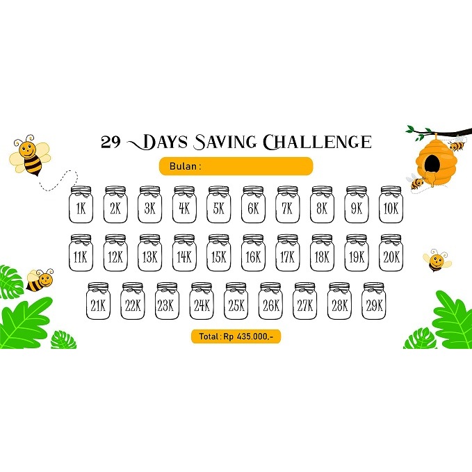 Jual PAKET 1 TAHUN (TEMA BEE) AMPLOP TARGET / SAVING CHALLENGE ...
