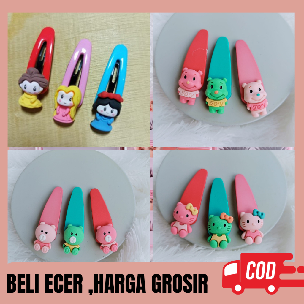 Jual Jepit Anak isi 3 /Jepit Tiktok /Jepit Karakter /Jepit Korea ...