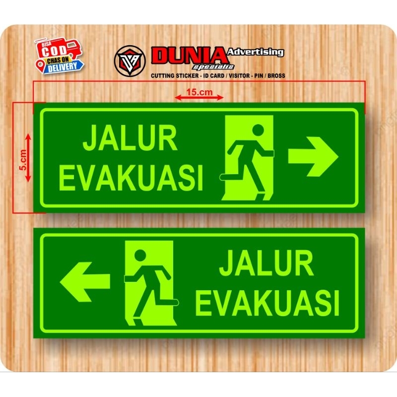 Jual STICKER JALUR EVAKUASI UKURAN 15cm x 5cm : BAHAN STICKER VINYL ...