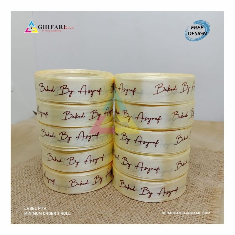 Jual label custom pita/pita satin/tali hampers/label pakaian/aksesoris ...