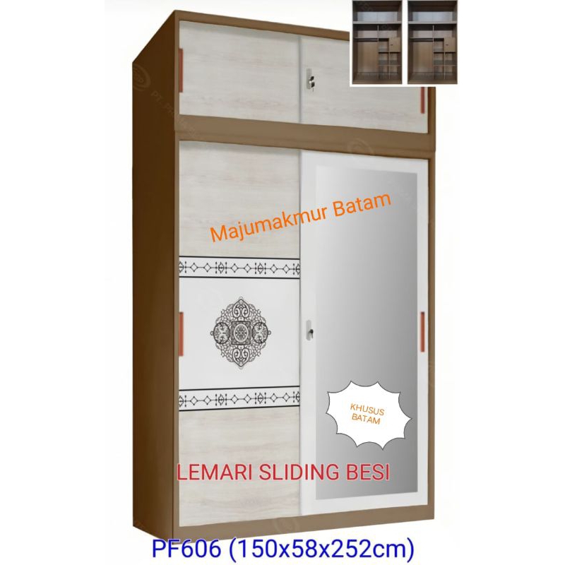 Jual LEMARI PAKAIAN BAJU BESI PINTU SLIDING + TOP PF606 ANTI RAYAP ...