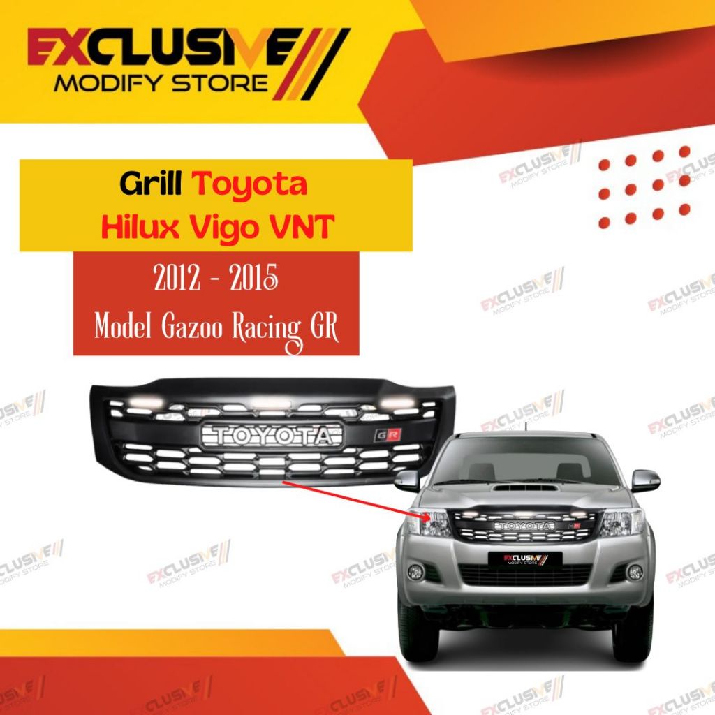 Jual TOYOTA HILUX VIGO VNT 2012-2015 DRL LED GRILLE MODEL GAZOO GR ...