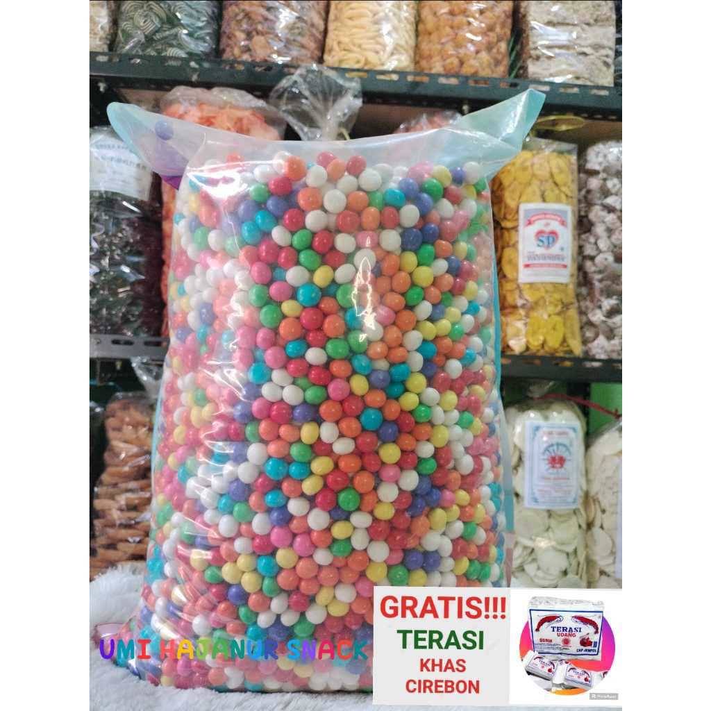 Jual (GRATIS TERASI) KHAS CIREBON//1KG PERMEN BISKUIT BOLA PELANGI ...