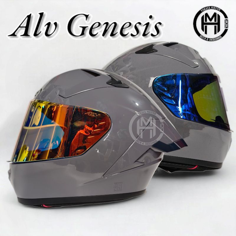 Jual HELM ALV GENESIS STONE GREY VISOR IRIDIUM|FULL FACE | Shopee Indonesia