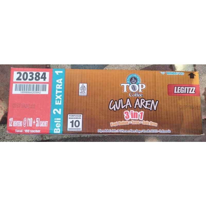 Jual Top Coffee Gula Aren 3in1 Tubruk Legitzz 27G 1 Dus isi 180 Sachet ...