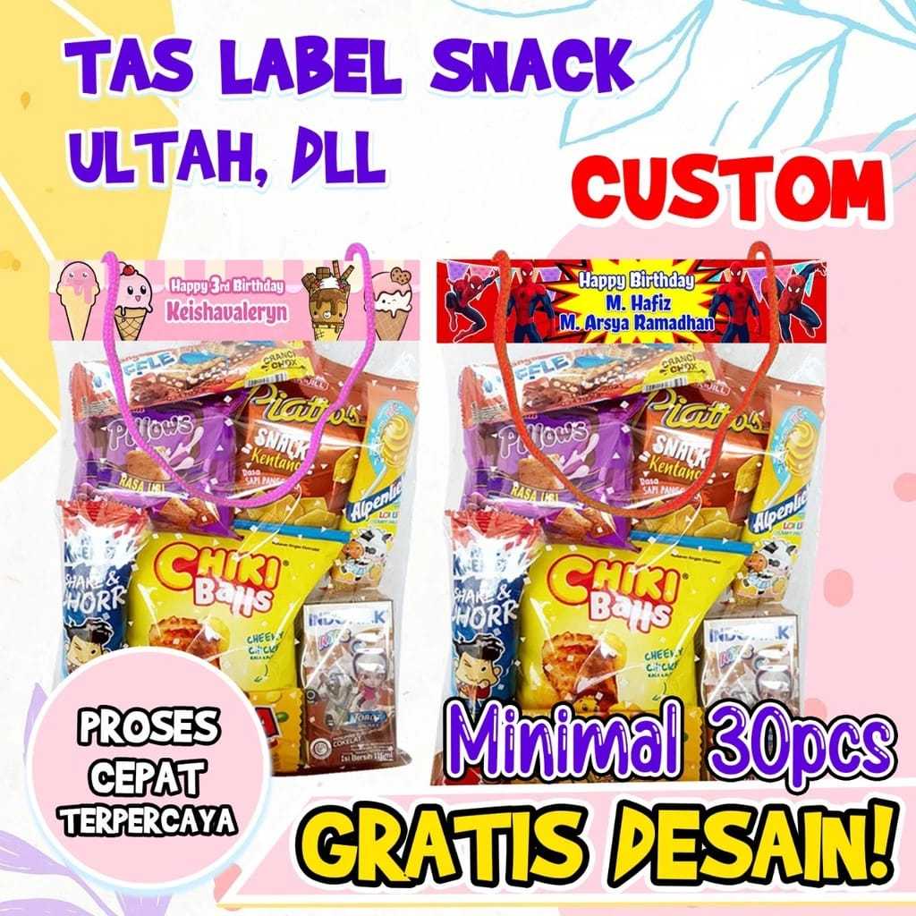 Jual LABEL PLASTIK SNACK ULANG TAHUN - CUSTOM NAMA | Shopee Indonesia