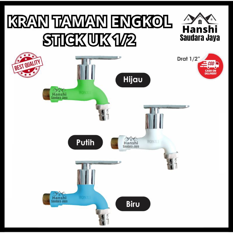 Jual Kran Air 1/2" PVC Jumbo / Kran drat kuningan Engkol Stick Honxi ...