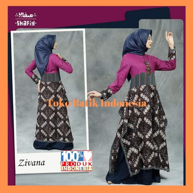 Jual Shafiy GBL Zivana Baju Gamis Batik Etnik Tenun Lurik Kombinasi ...