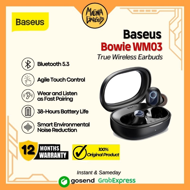 Jual Baseus Bowie WM03 True Wireless Earbuds Earphones Bluetooth TWS ...