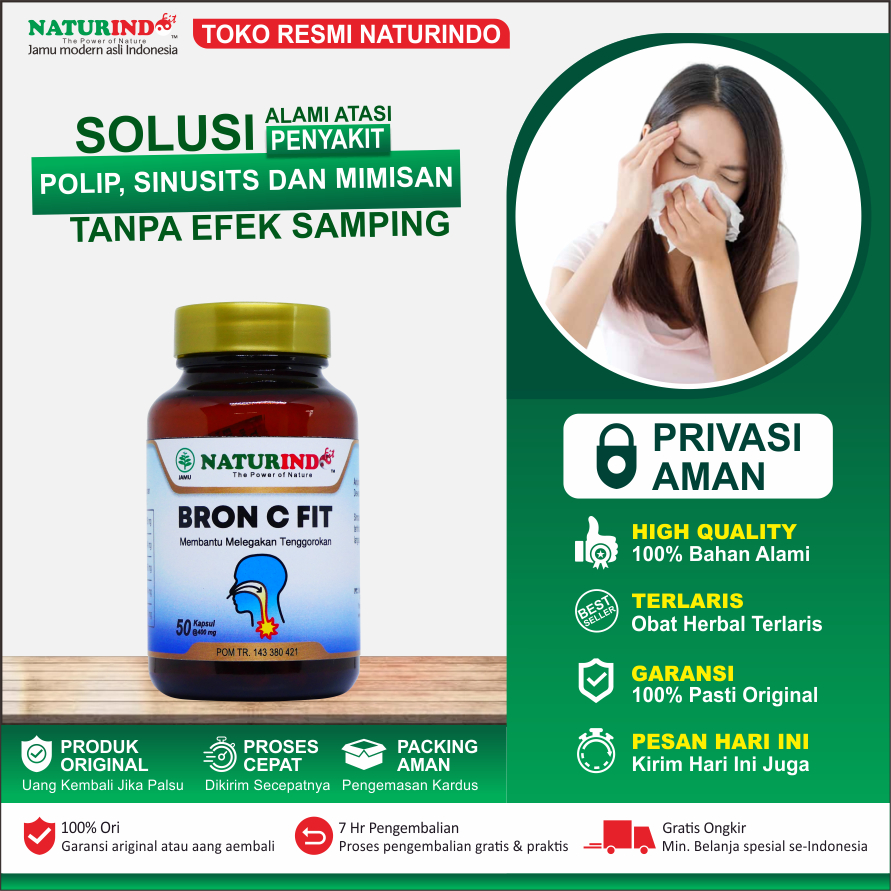 Jual BRON C FIT OBAT SINUSITIS POLIP HIDUNG HERBAL BATUK KERING DAN ...