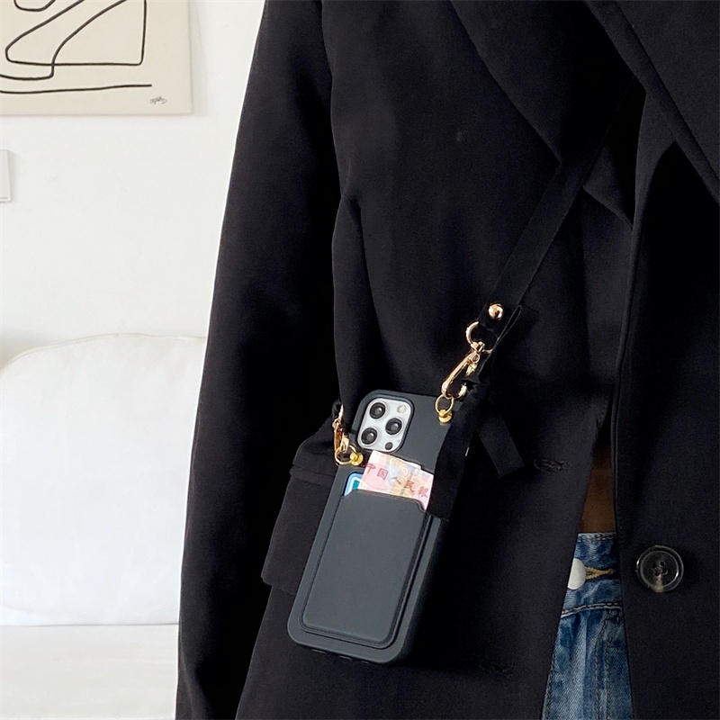 Jual 【Ready】Korea Card Pocket Silk Bow Sling Tali Case iPhone16 15Plus ...