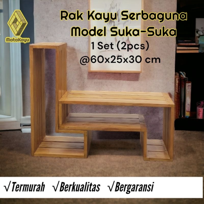 Jual Rak kayu minimalis serbaguna rak tv LED rak buku rak mainan ...
