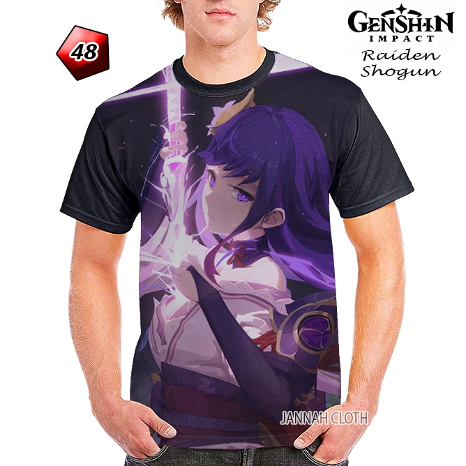Jual Kaos Raiden Shogun Electro Sword Game Genshin Impact Kode GI-48 ...
