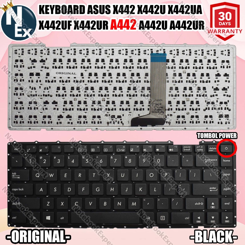 Jual KEYBOARD ASUS X442 X442U X442UA X442UF X442UR A442 A442U HITAM ORI ...