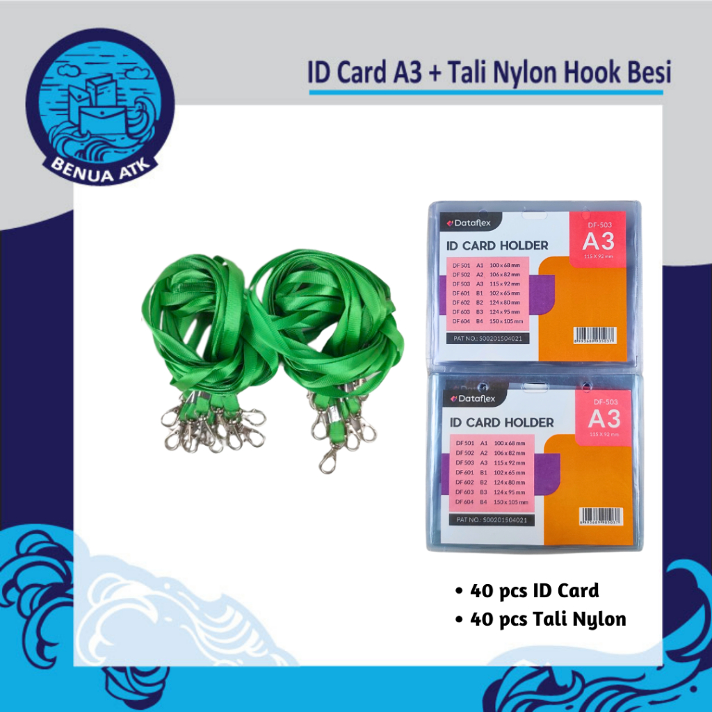 Jual Bundling ID Card A3 + Tali ID Nylon Hook Besi Dataflex [NYLK ...