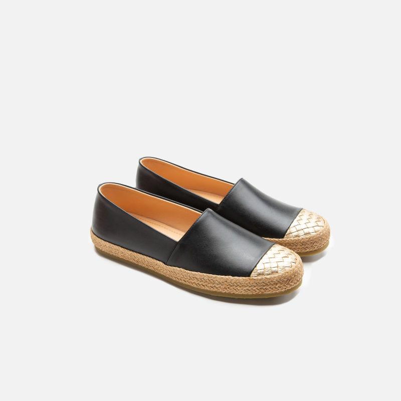 Jual Scilla Woven espadrilles Black calfskin | Shopee Indonesia