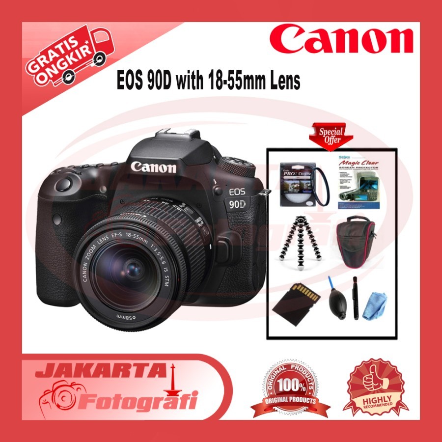 Jual Canon EOS 90D 90 D Kit 18-55mm Lens DSLR | Shopee Indonesia