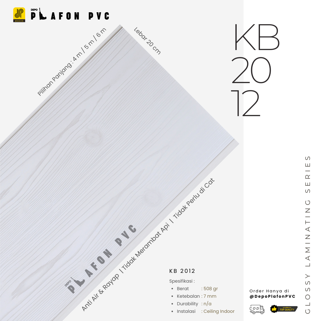 Jual Plafon PVC Glossy - Wood White Base | Shopee Indonesia