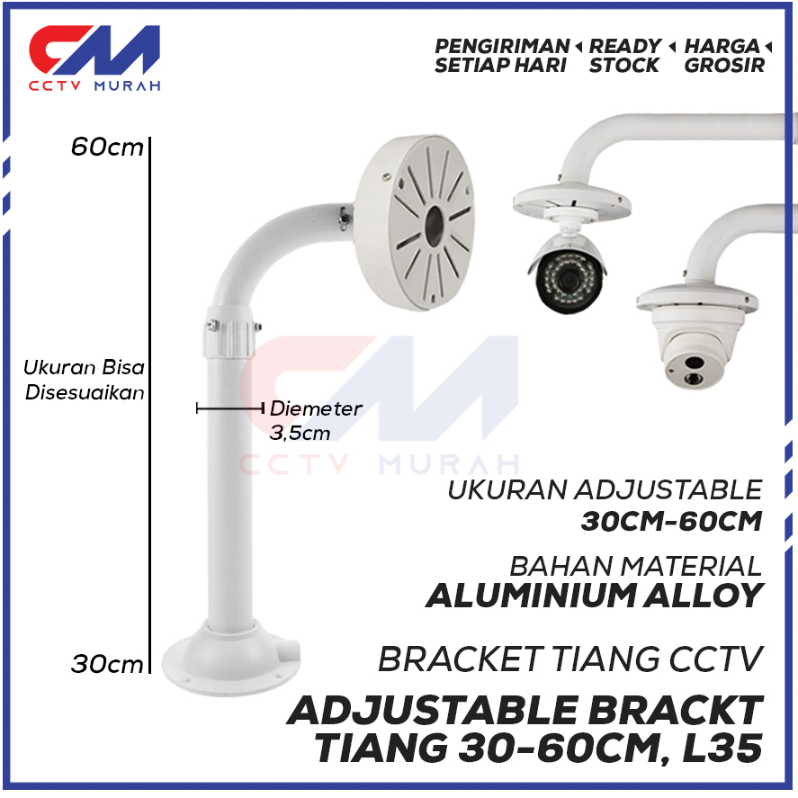 Jual Adjustable Bracket Tiang CCTV 30 - 60 CM L35 , 60-120 CM L35 | Shopee Indonesia