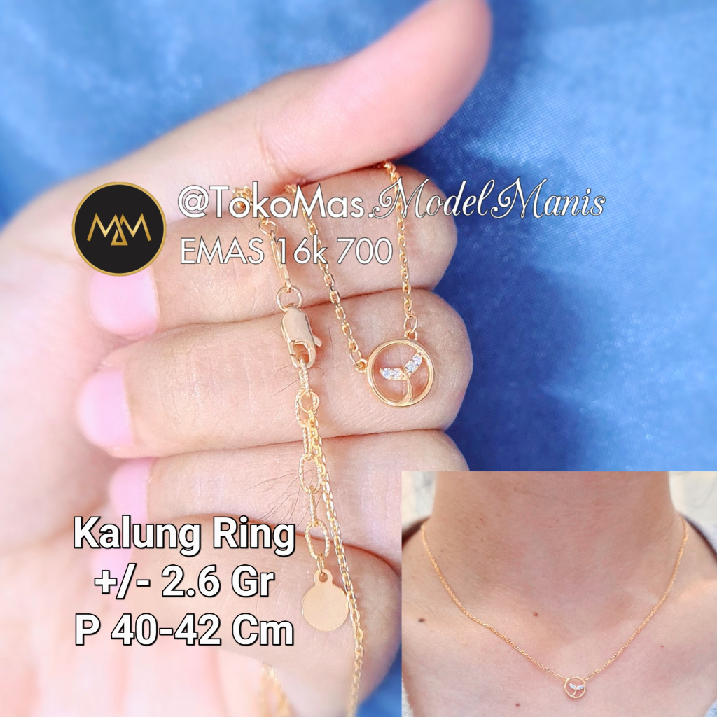 Jual Kalung Set Liontin Ring Emas Kuning 700 kadar 16k | Shopee Indonesia