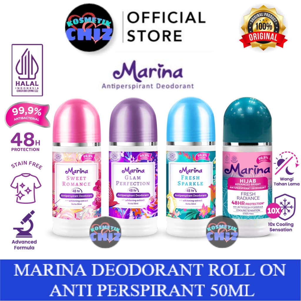Jual MARINA Antiperspirant Deodorant Roll On 50 ML - 48H Protection ...